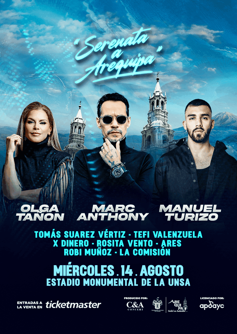 Serenata Por el 484 Aniversario de Arequipa Marc Anthony, Olga Tañon ...
